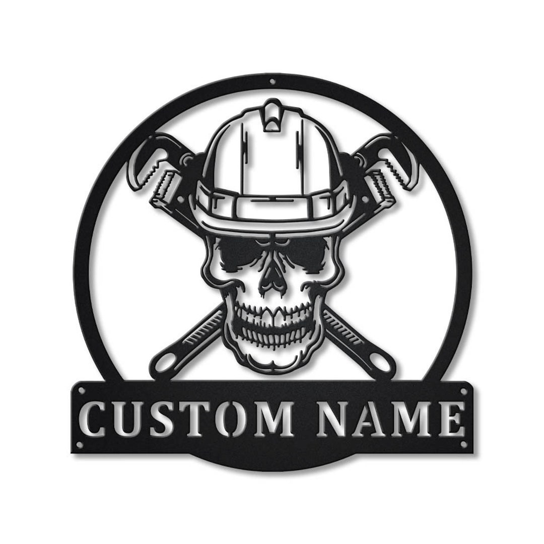 Custom Skull Plumbing Metal Sign Art, Personalized Plumbing Metal Sign ...