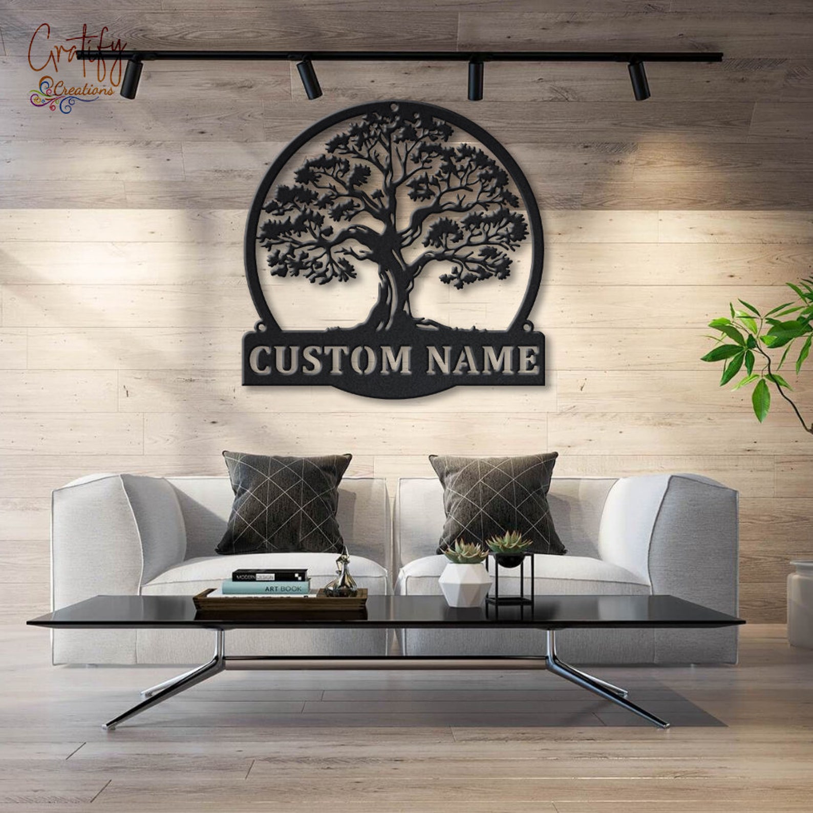 Oak Tree Metal Sign LED Lights V5, Custom Oak Tree Family Metal Signs ...