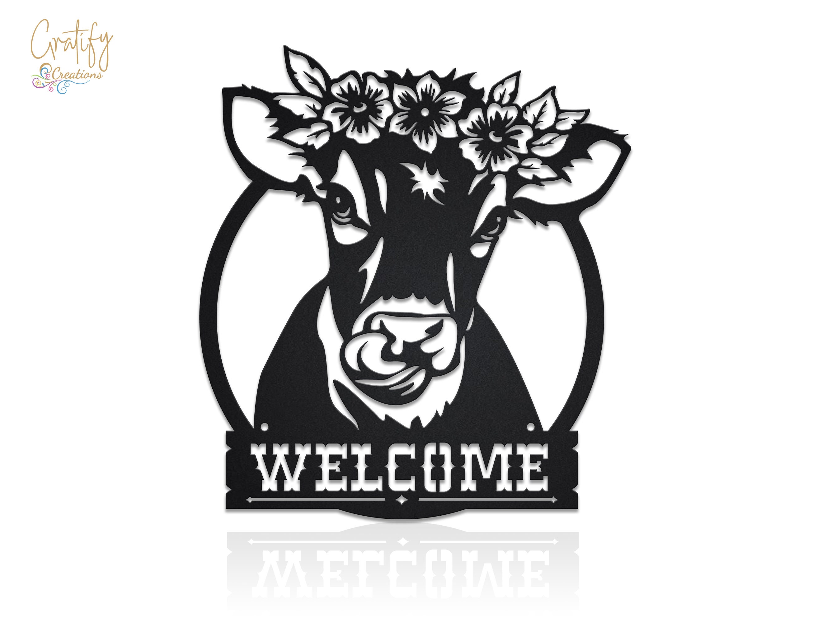 Decor Heifer Cow Wreath, Calf Welcome Sign, Welcome Farm Ranch Metal ...