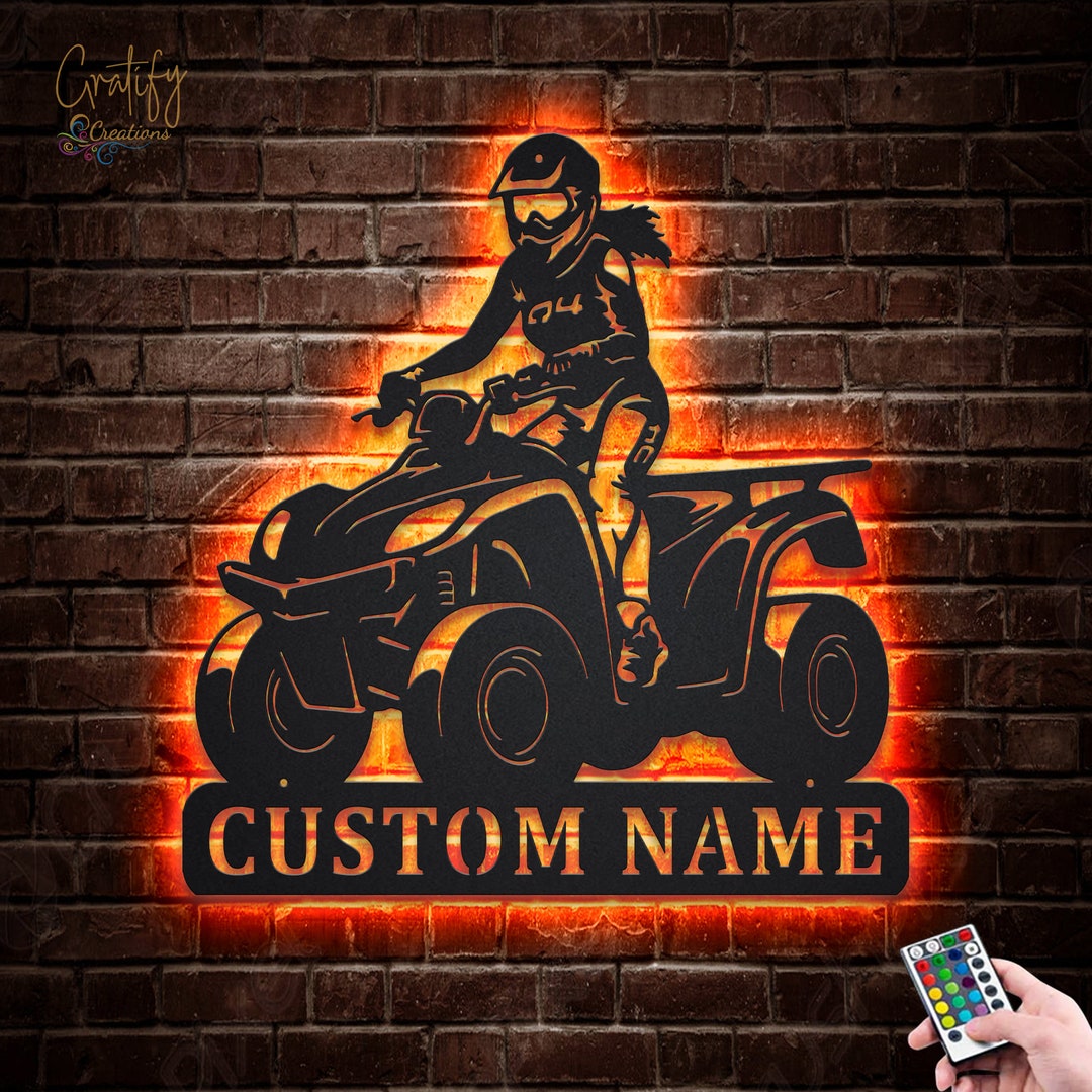 Girl Ride ATV Metal Sign LED Lights, Custom Girl Ride ATV Metal Sign ...