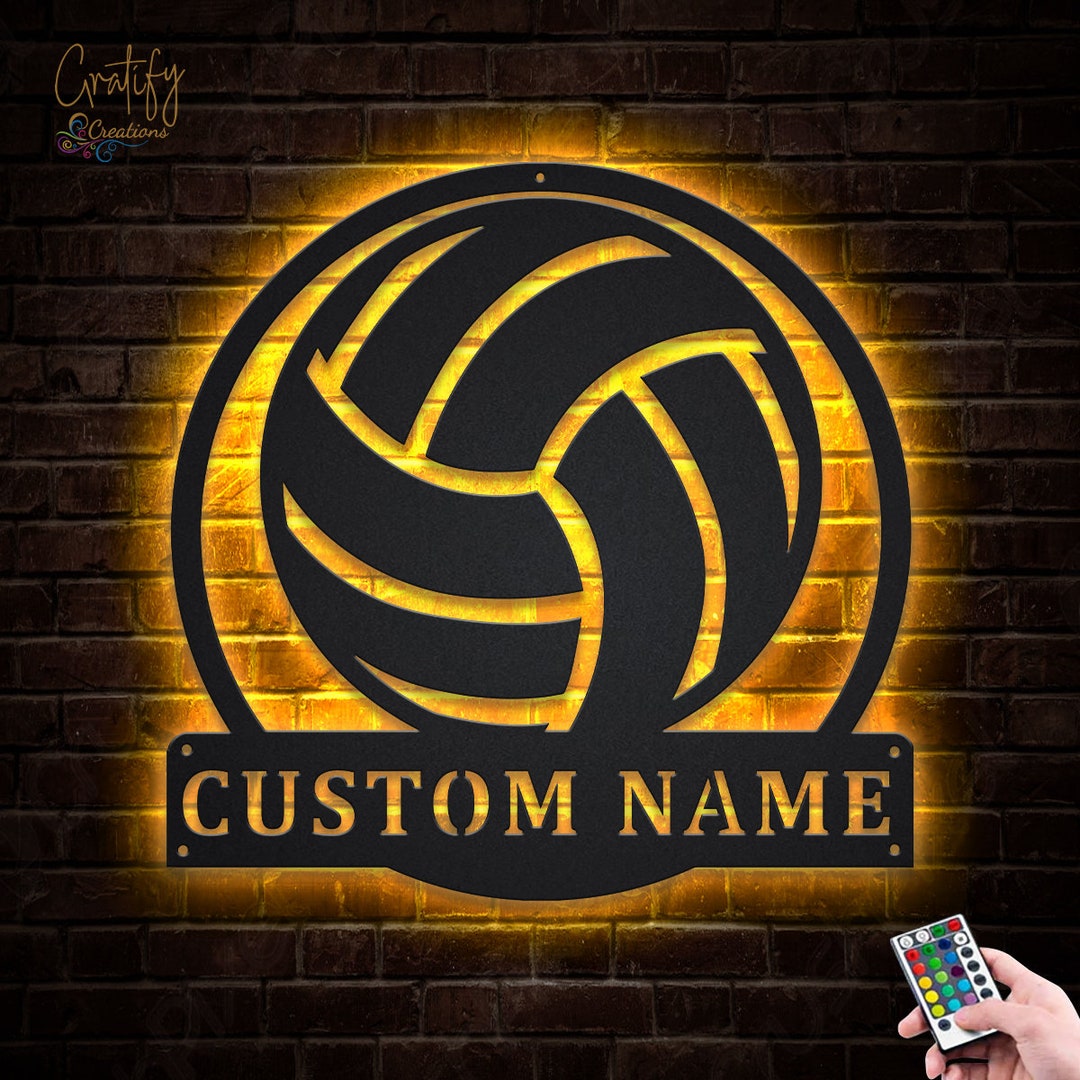Volleyball Metal Sign With LED Lights, Custom Volleyball Metal Wall Art ...