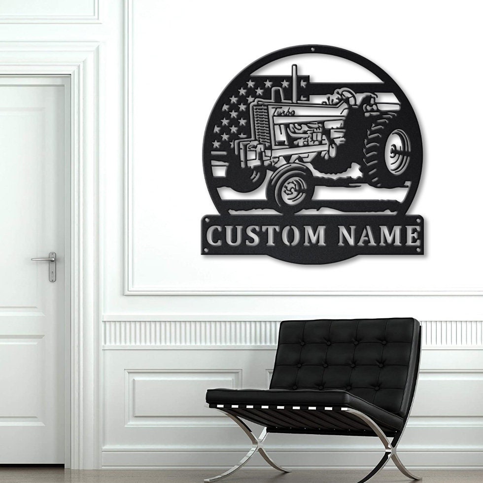 USA Farm Tractor Monogram Metal Sign Art, Custom USA Farm Tractor Metal ...