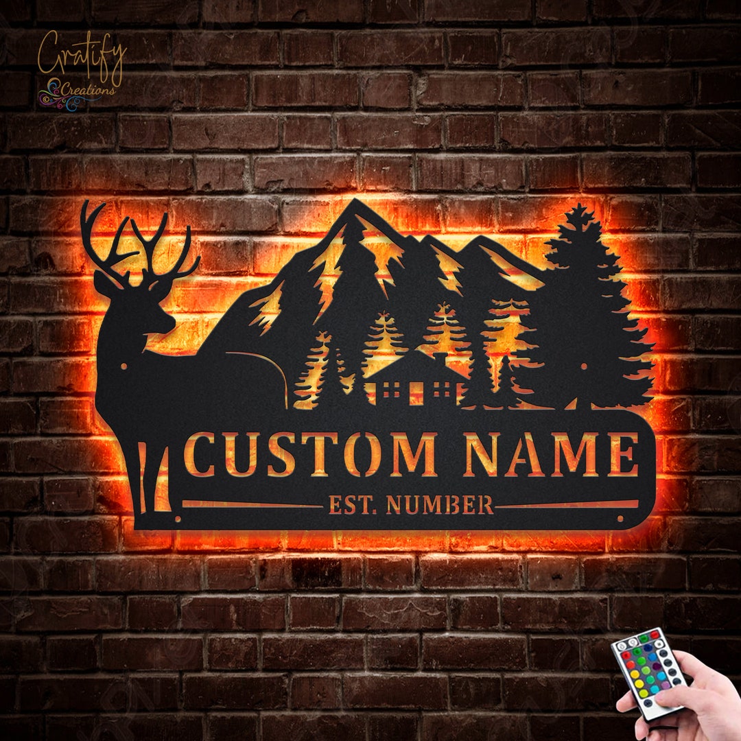 Deer Hunting Family Metal Sign LED Lights,deer Hunting Neon Signs, Deer ...