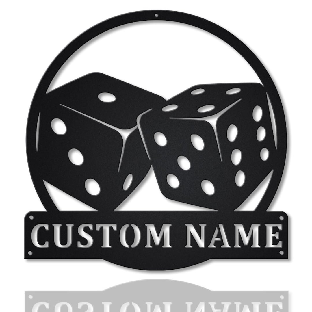 Personalized Game Dice Monogram Metal Sign Art , Custom Game Dice Metal ...