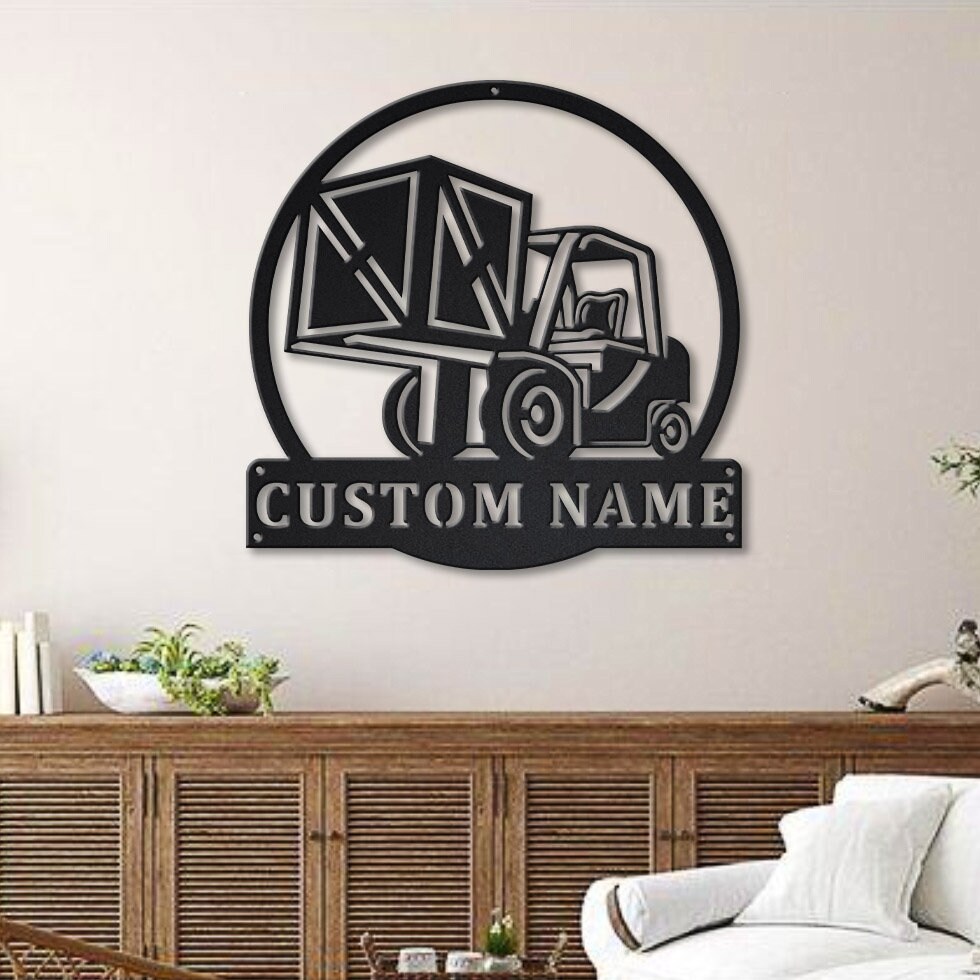 Personalized Forklift Driver Monogram Metal Sign With LED Lights ...
