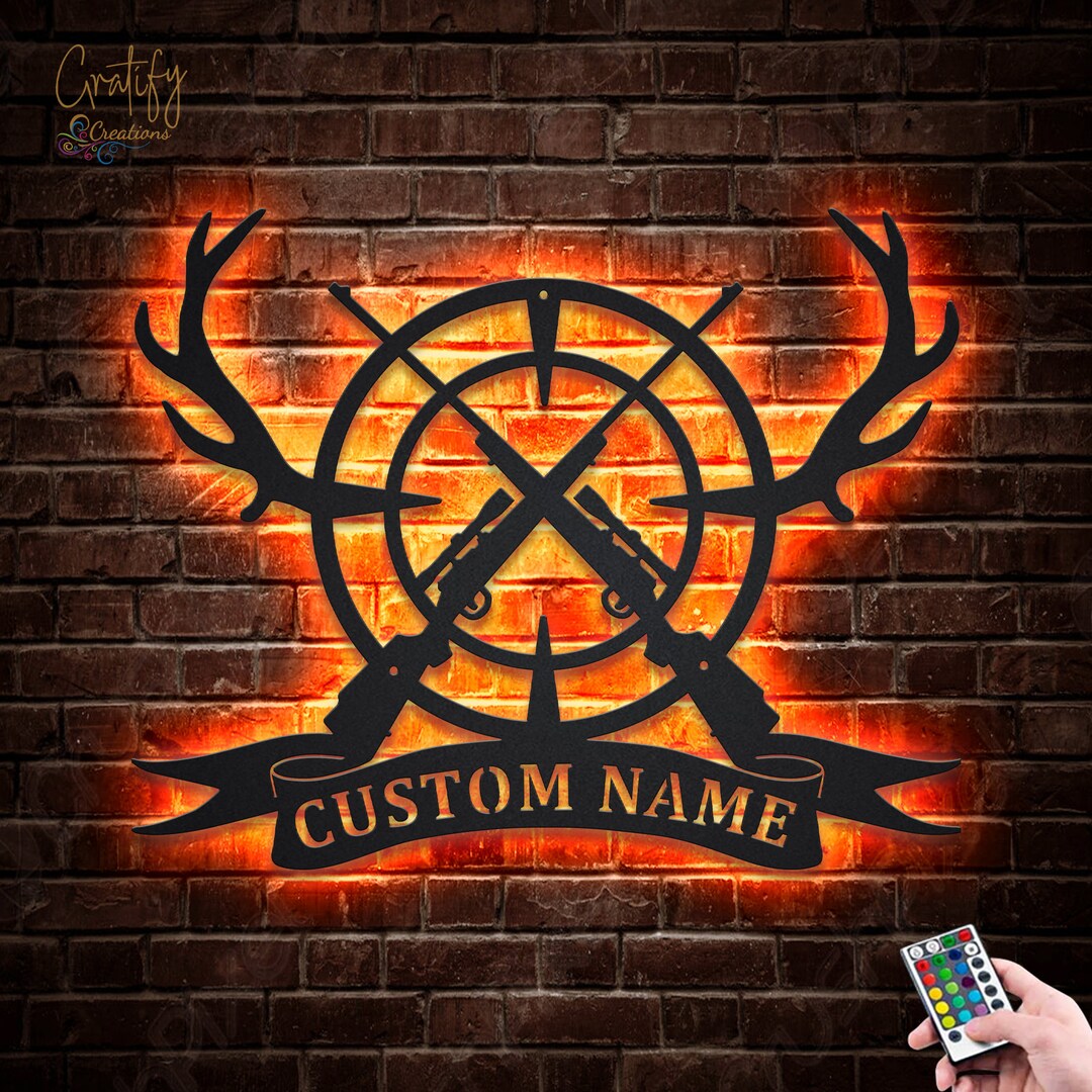 Deer Hunting Club Metal Sign LED Lights Custom Deer Hunting - Etsy