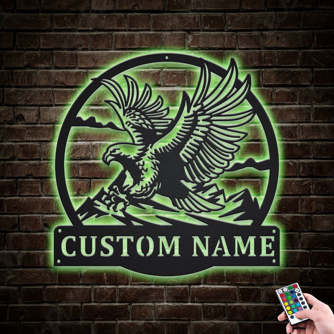 Eagle Animal Metal Sign LED Lights V5, Custom Eagle Animal Metal Sign ...