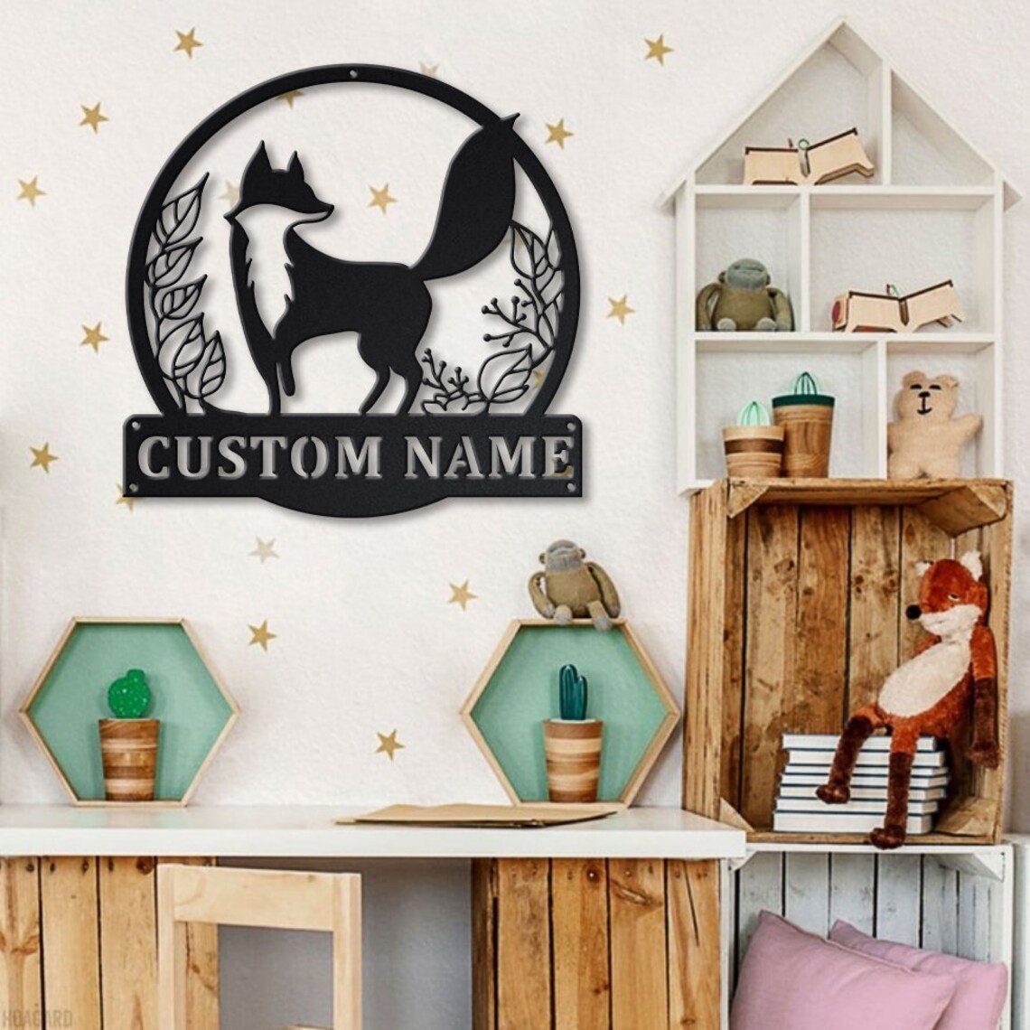 Fox Animal Metal Sign LED Lights V1, Custom Fox Animal Metal Sign, Fox ...