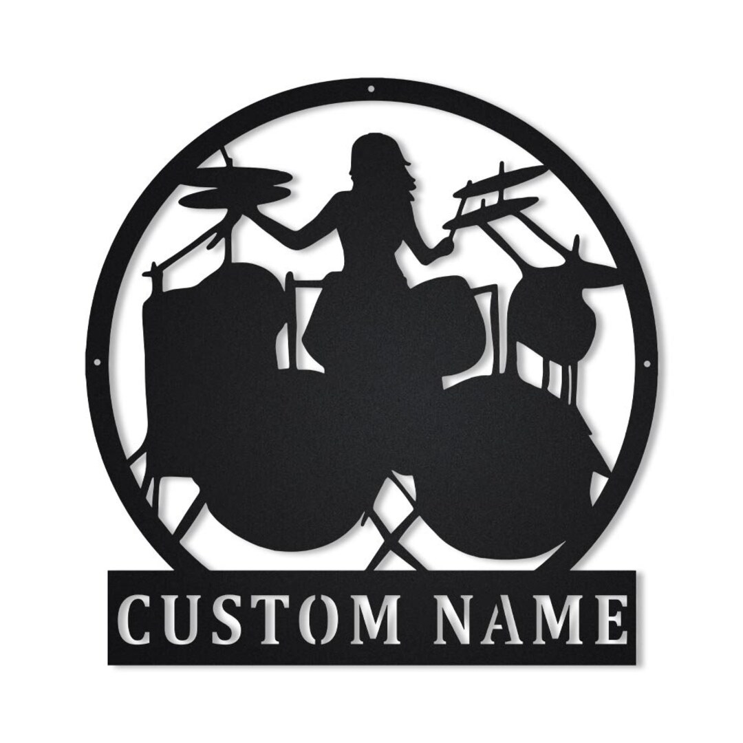 Drummer Female Metal Sign Art, Custom Drummer Female Metal Sign ...