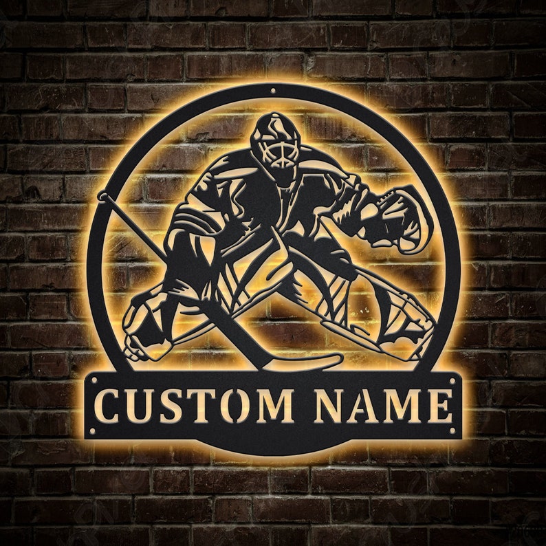 Hockey Goalie Metal Sign With LED Lights Custom Air Hockey - Etsy