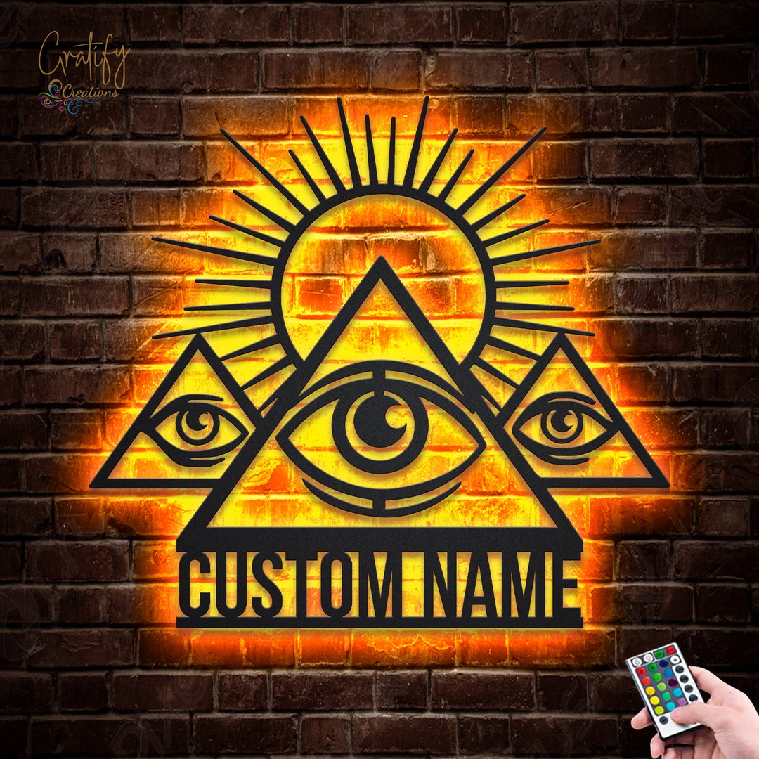 Masonic Freemason Metal Wall Art LED Lights V13, Custom Masonic Metal ...
