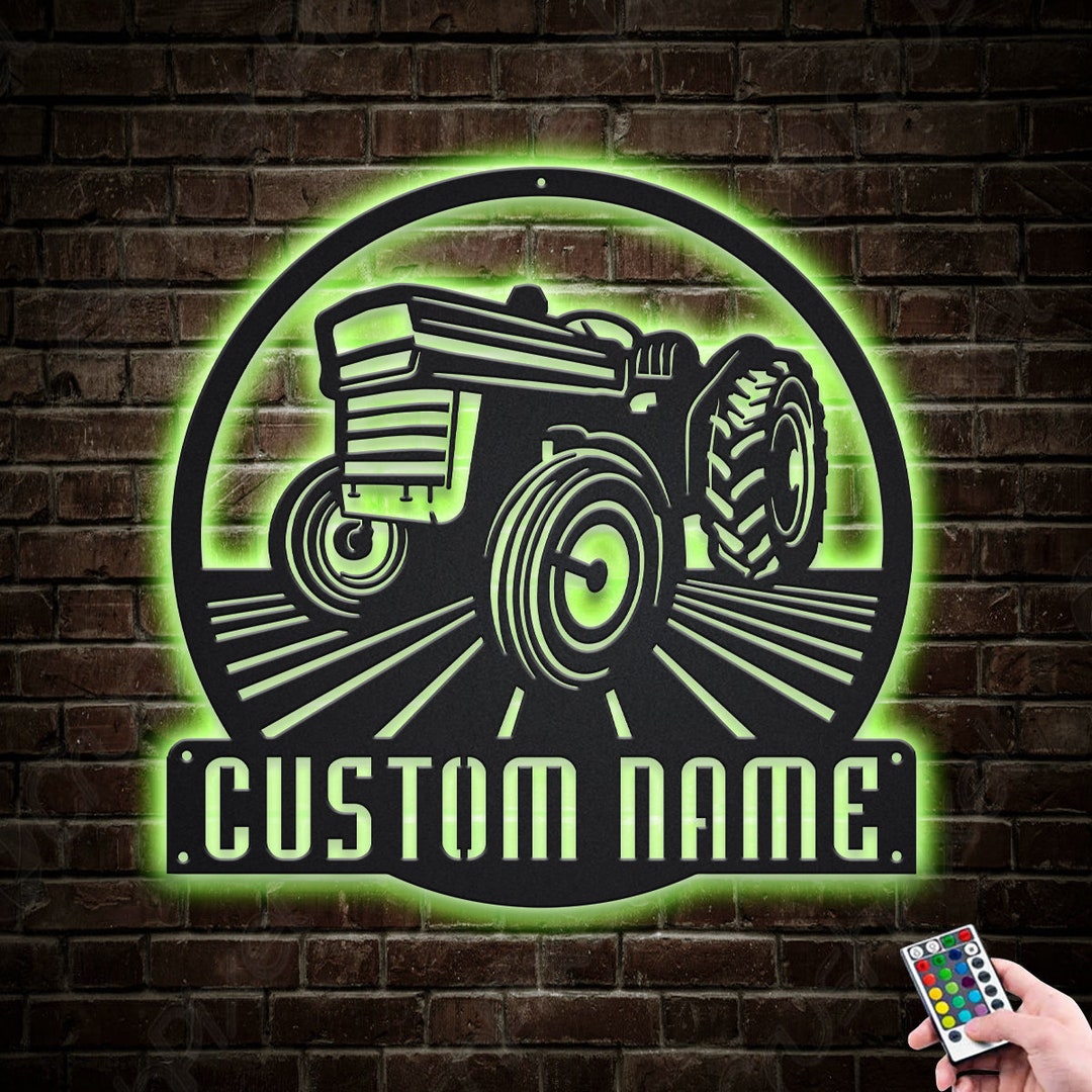 Custom Tractors Metal Sign With LED Lights V3, Personalized Tractors ...