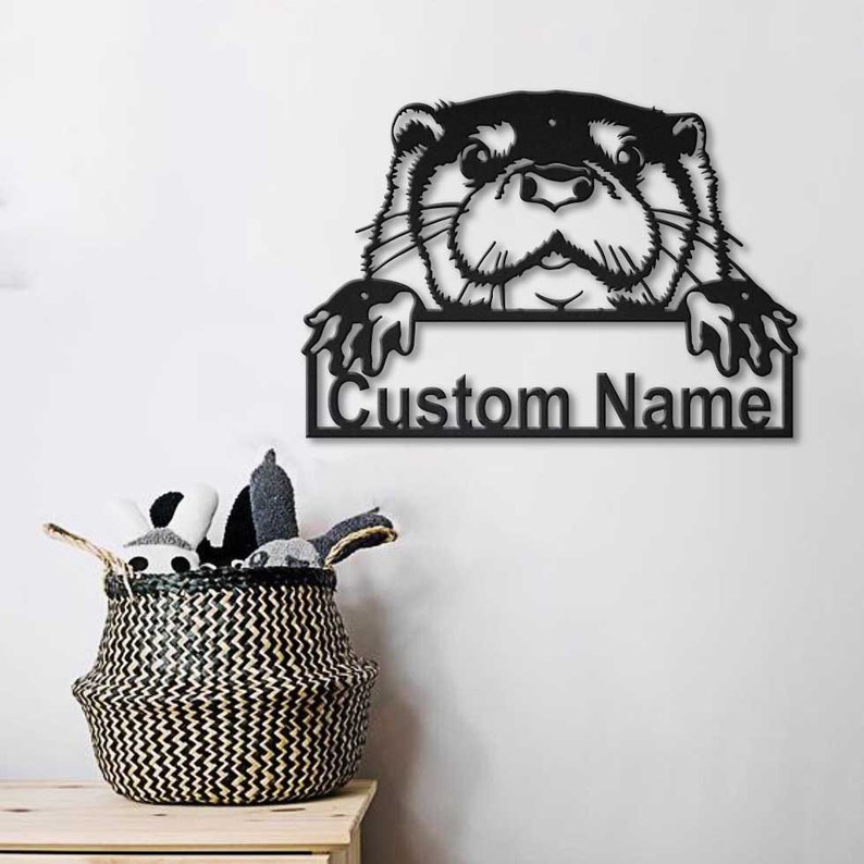 Otter Animal Metal Wall Art LED Lights V2, Custom Otter Animal Metal ...