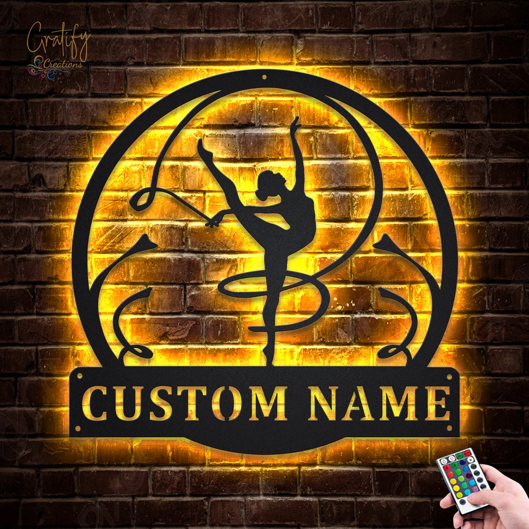 Ribbon Dancer Metal Sign LED Lights V1, Custom Ribbon Dancer Metal Sign ...