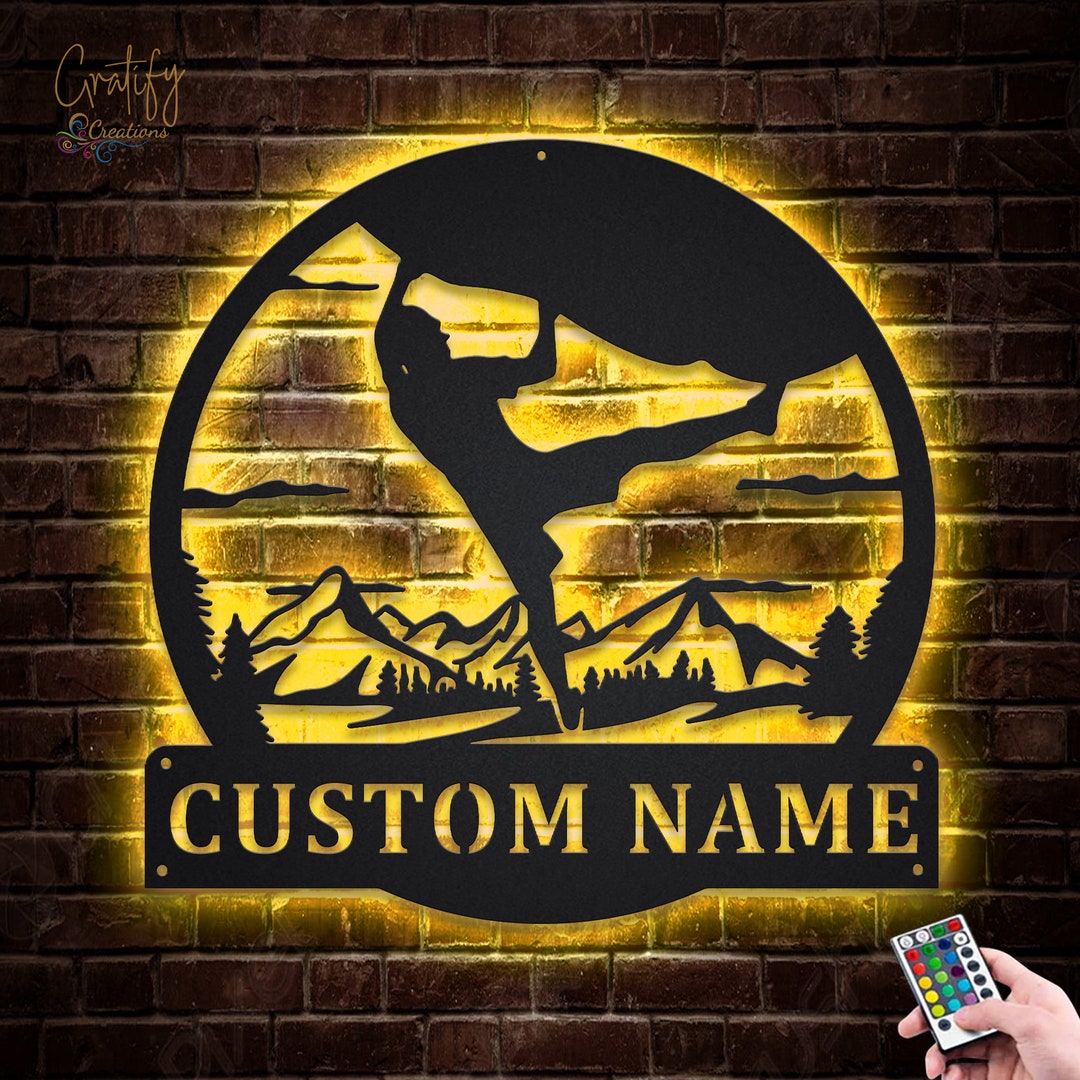 Mountain Climbing Metal Sign LED Lights V2, Custom Climbing Metal Sign ...