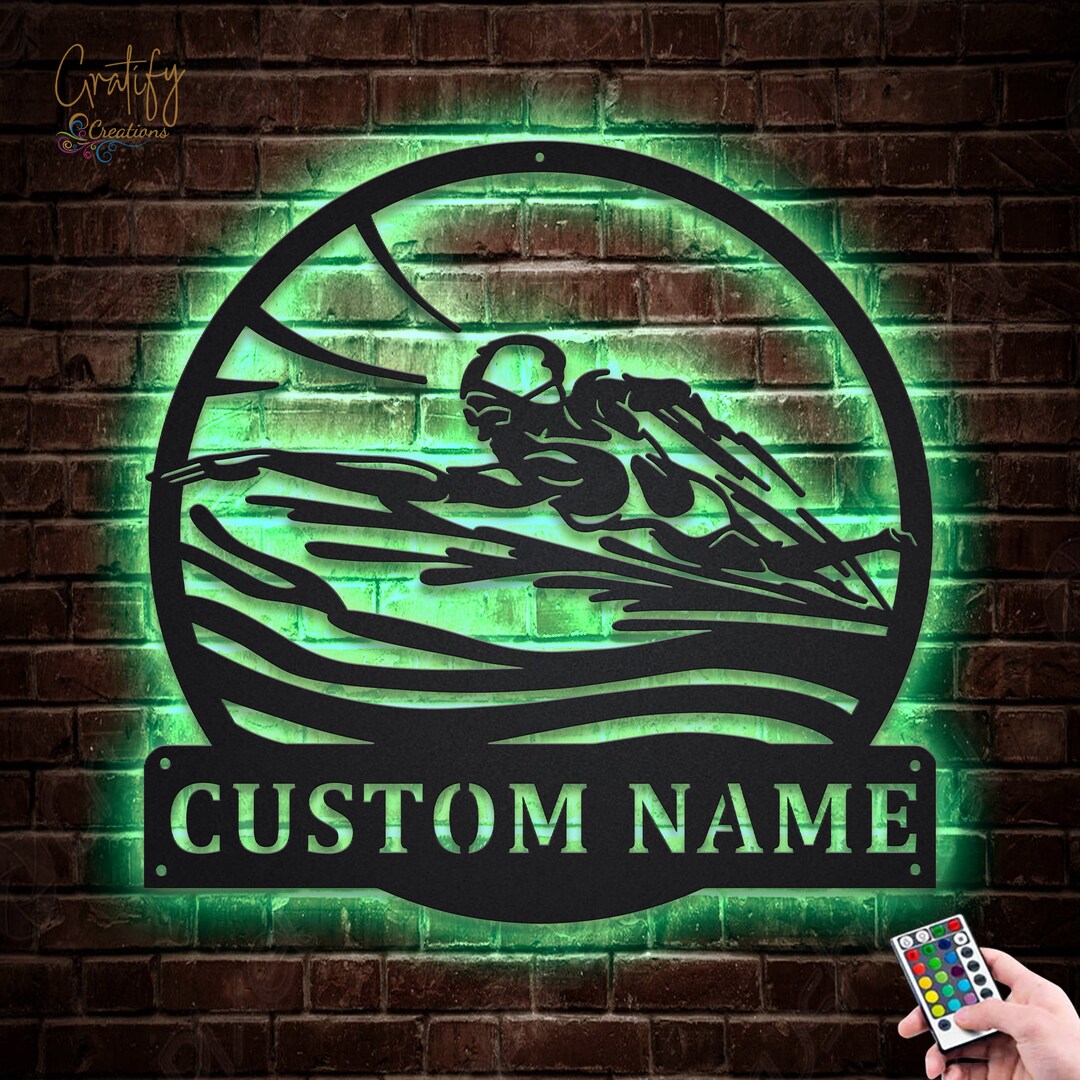Female Swimmer Metal Sign LED Lights V2, Custom Swimming Metal Sign ...