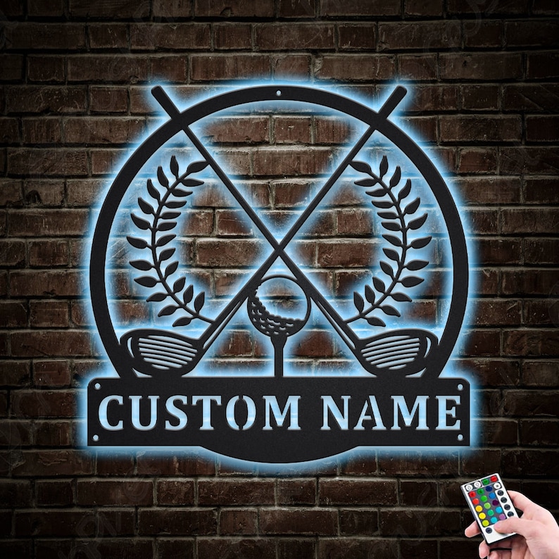 Golf Ball Metal Sign With LED Lights Custom Golf Metal - Etsy