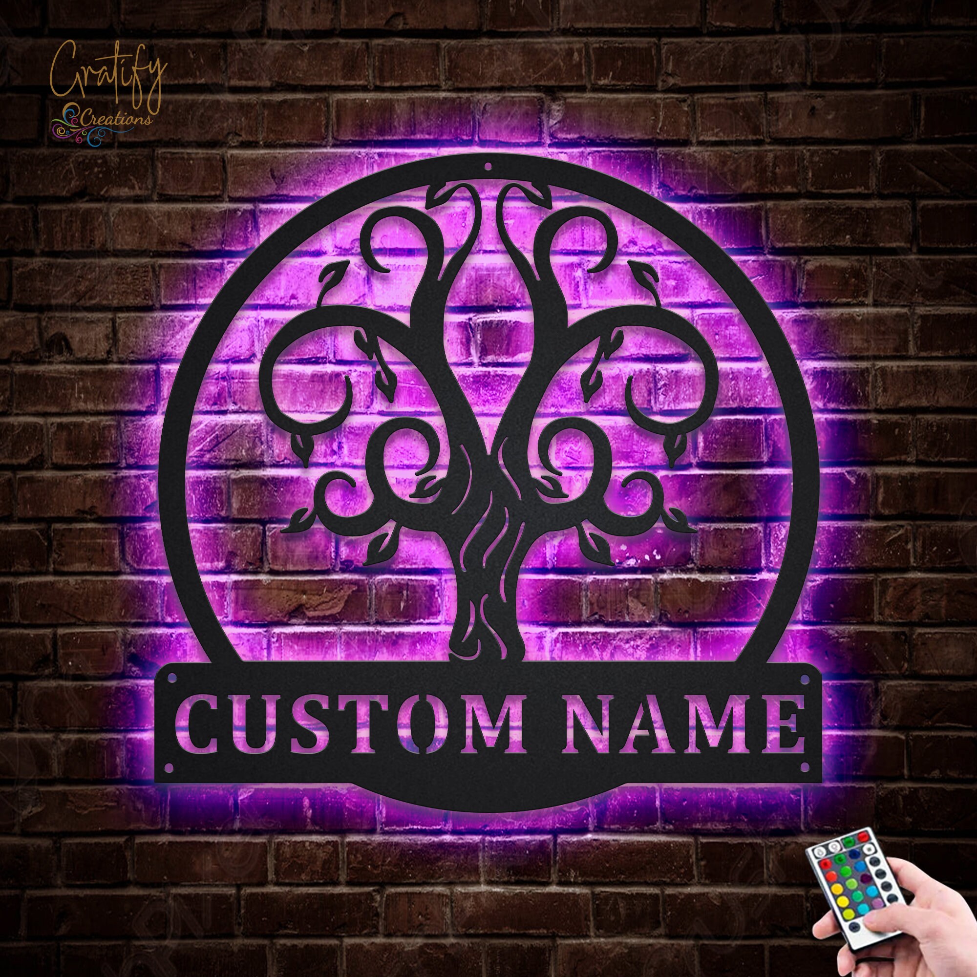 Roots Tree Family Metal Sign LED Lights V13 Custom Family - Etsy
