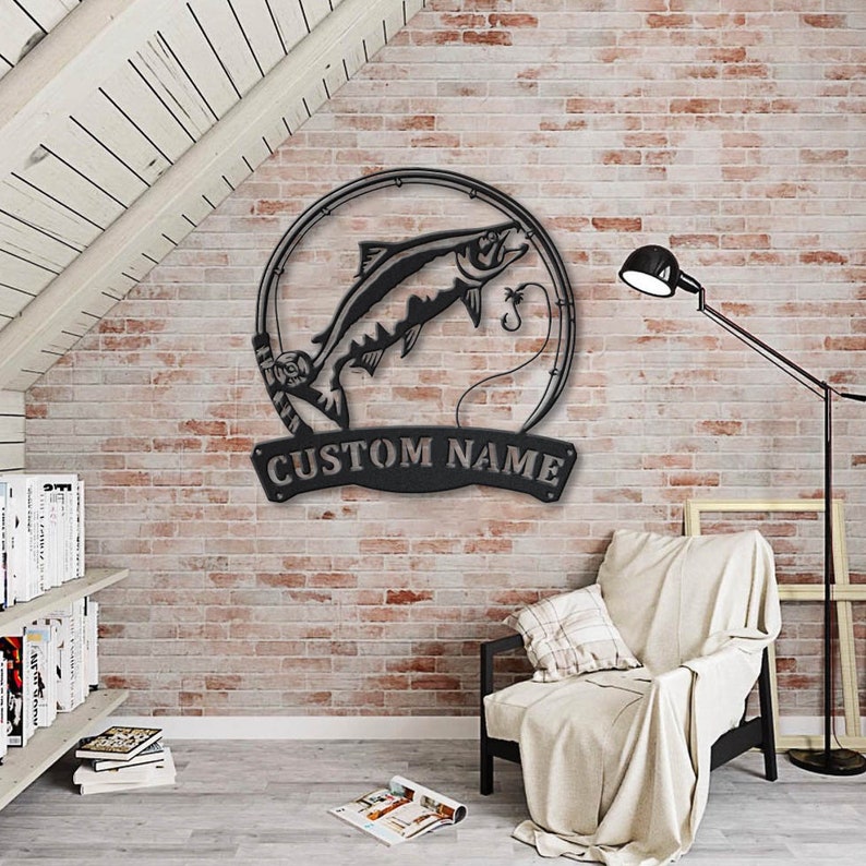 Chinook Salmon Fish Pole Monogram Metal Sign Art Chinook - Etsy