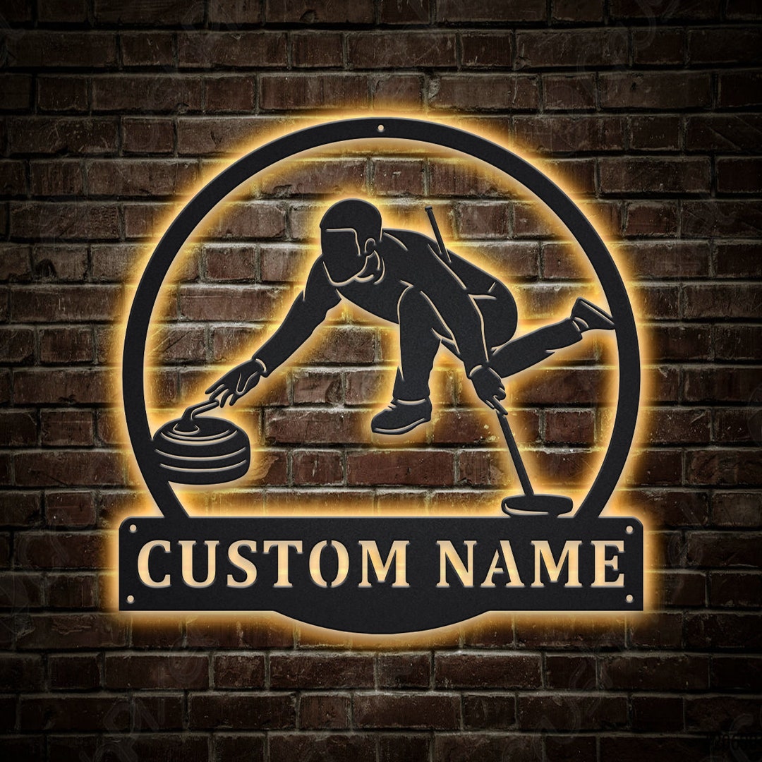 Personalized Curling Sport Metal Sign With LED Lights | Custom Curling ...