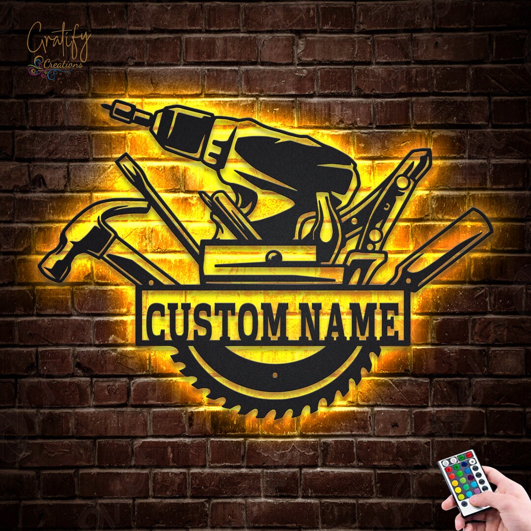 Carpenter Metal Sign LED Lights V5, Custom Carpenter Metal Sign ...