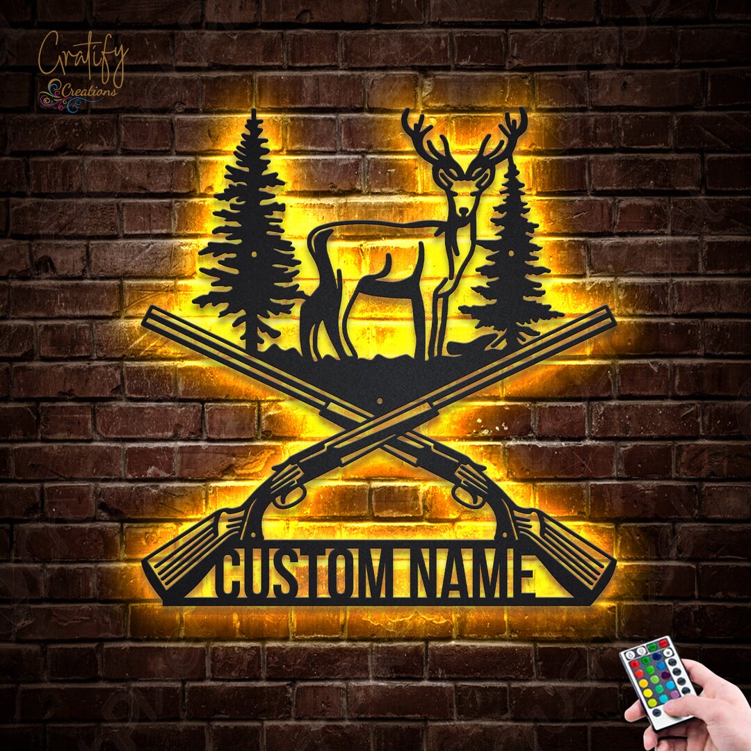 Custom Deer Hunting Metal Sign LED Rgb,deer Hunting Neon Signs, Cabin ...