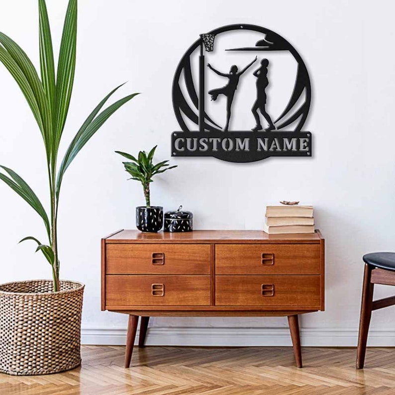 Netball Custom Metal Wall With LED Lights, Personalized Netball Metal ...
