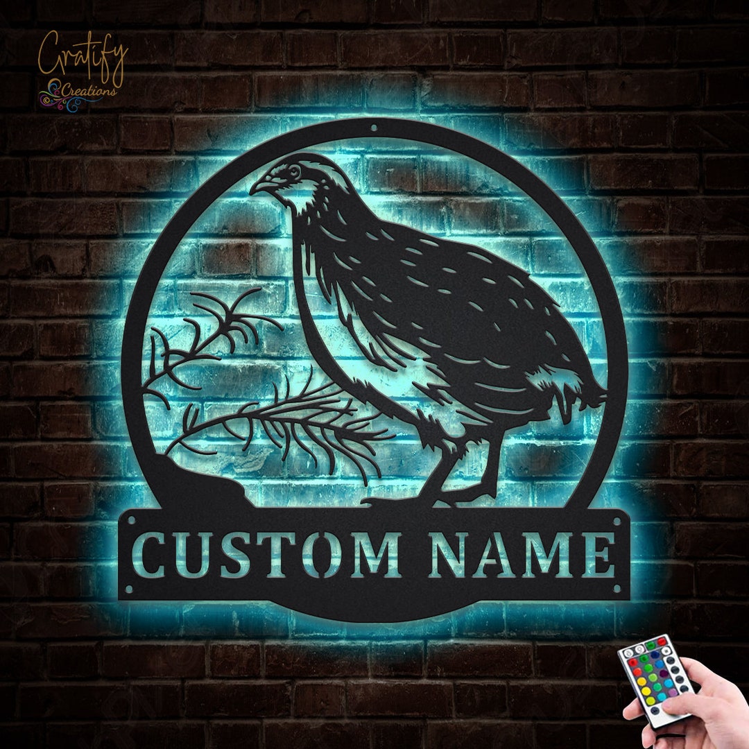 Custom Quail Bird Metal Wall Art With LED Lights, Personalized Quail ...