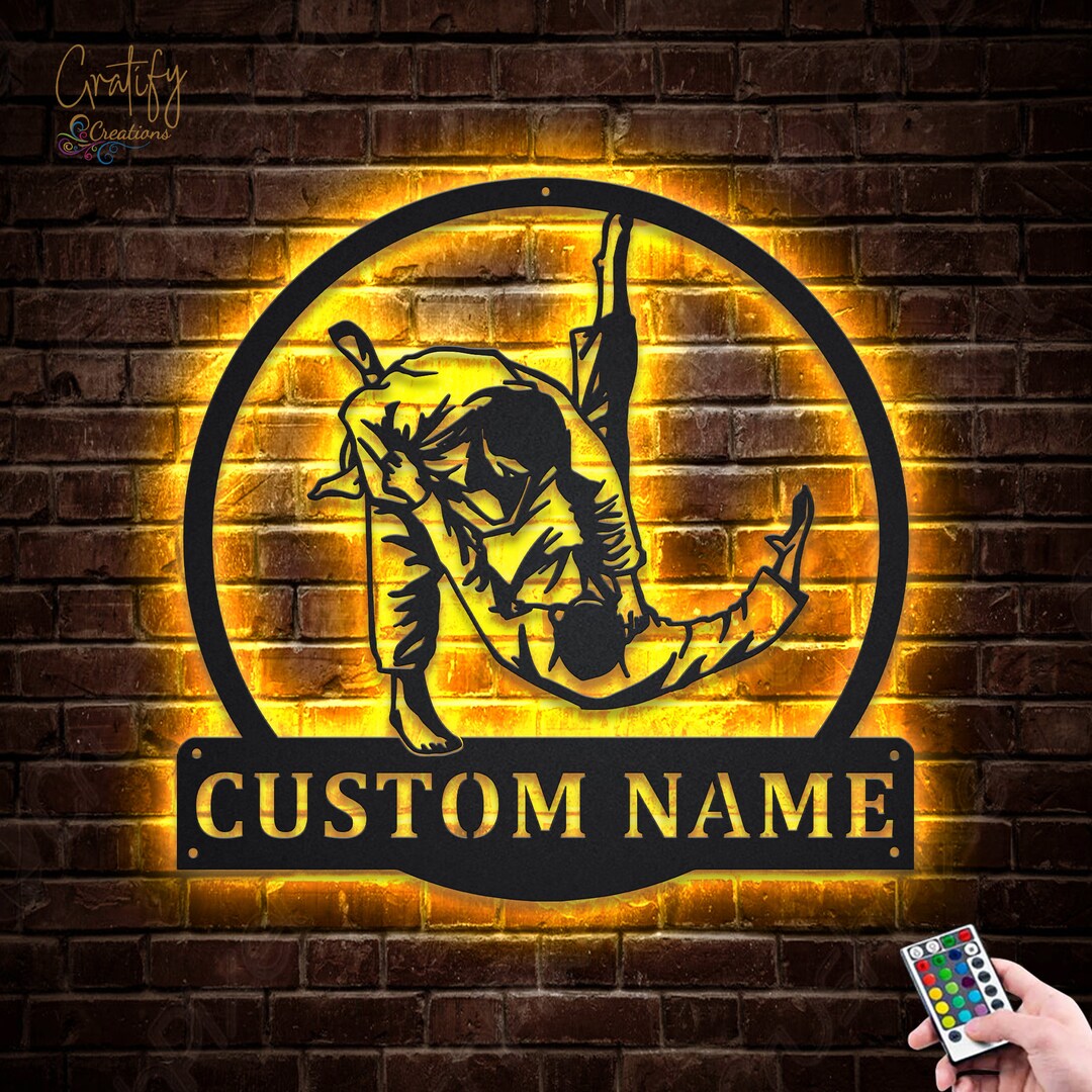 Judo Sport Metal Wall Art LED Lights, Custom Judo Sport Metal Sign ...