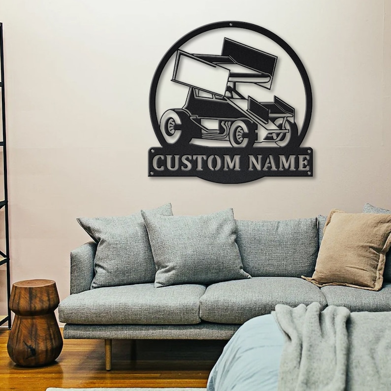 Custom Sprint Car Metal Monogram Sign: Racing Home Decor - Etsy
