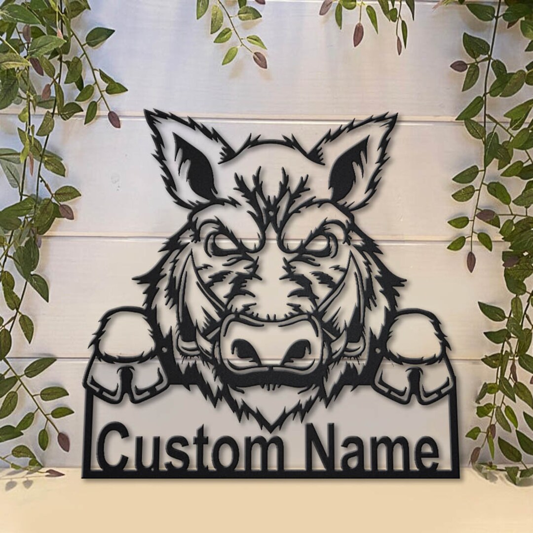 Feral Pig Metal Sign Art, Custom Feral Pig Metal Sign, Feral Pig Metal ...