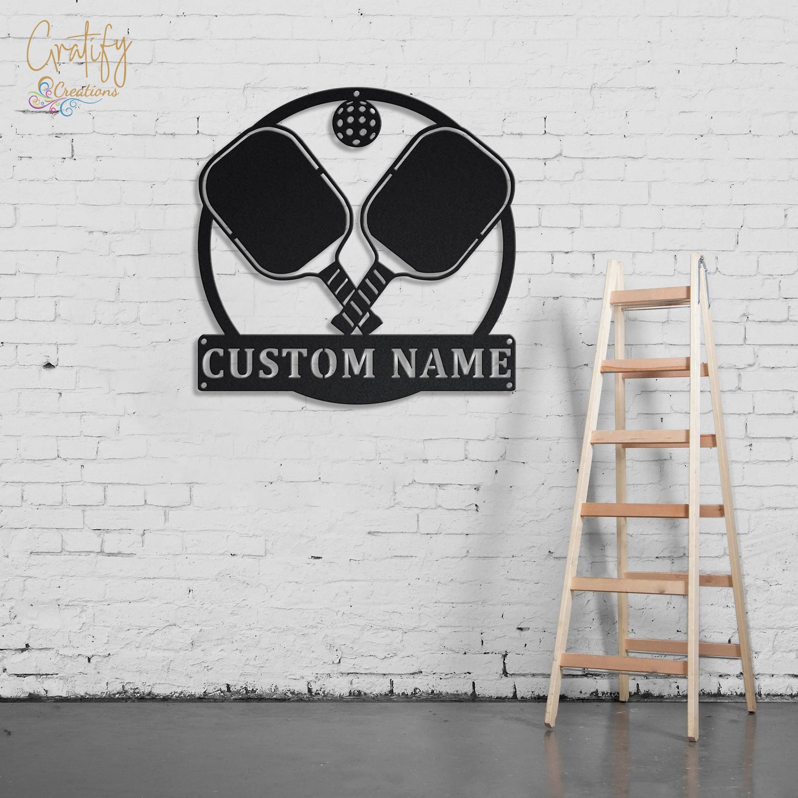 Pickleball Metal Wall Decoration, Powder Coated Metal Custom Pickleball ...