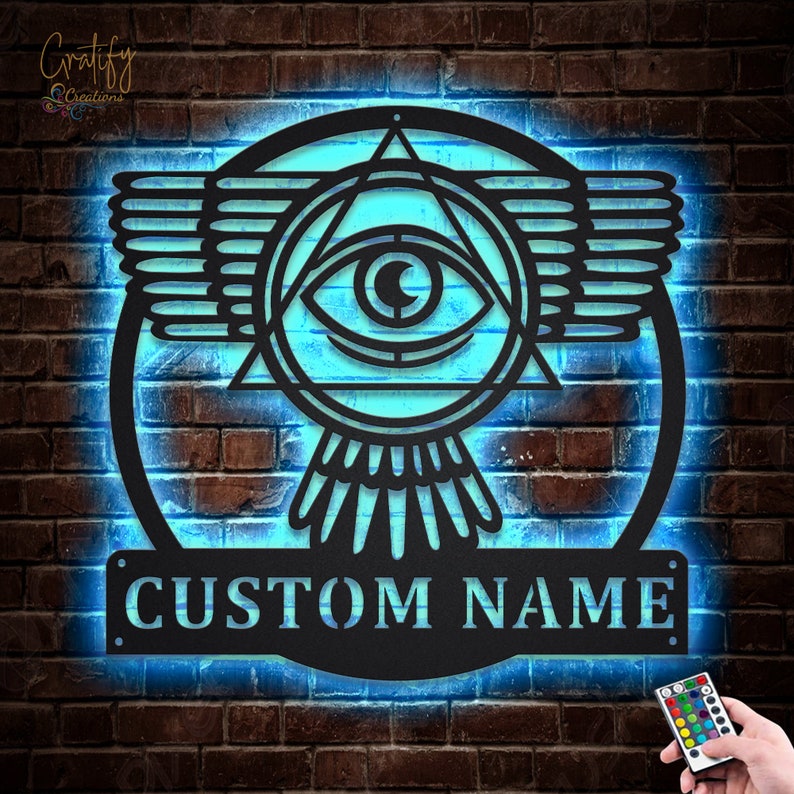 Masonic Freemason Metal Wall Art LED Lights V7, Custom Masonic Metal ...