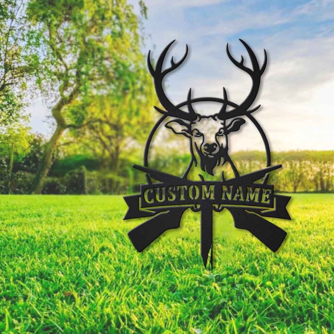 Deer Hunter Personalized Monogram Metal Yard Art Deer Hunter Metal Sign ...