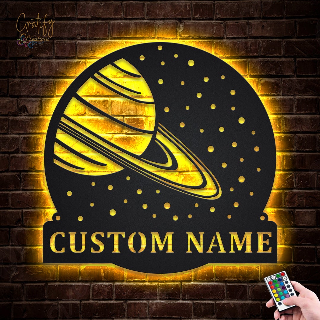 Planets Metal Sign LED Lights V3, Custom Astronaut Sign, Astronaut Neon ...