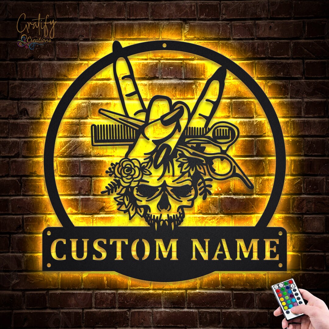 Hair Hustler Metal Sign LED Lights V1, Custom Hair Hustler Metal Sign ...