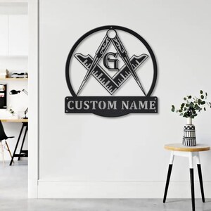 Masonic Freemason Metal Wall Art LED Lights V9, Custom Masonic Metal ...