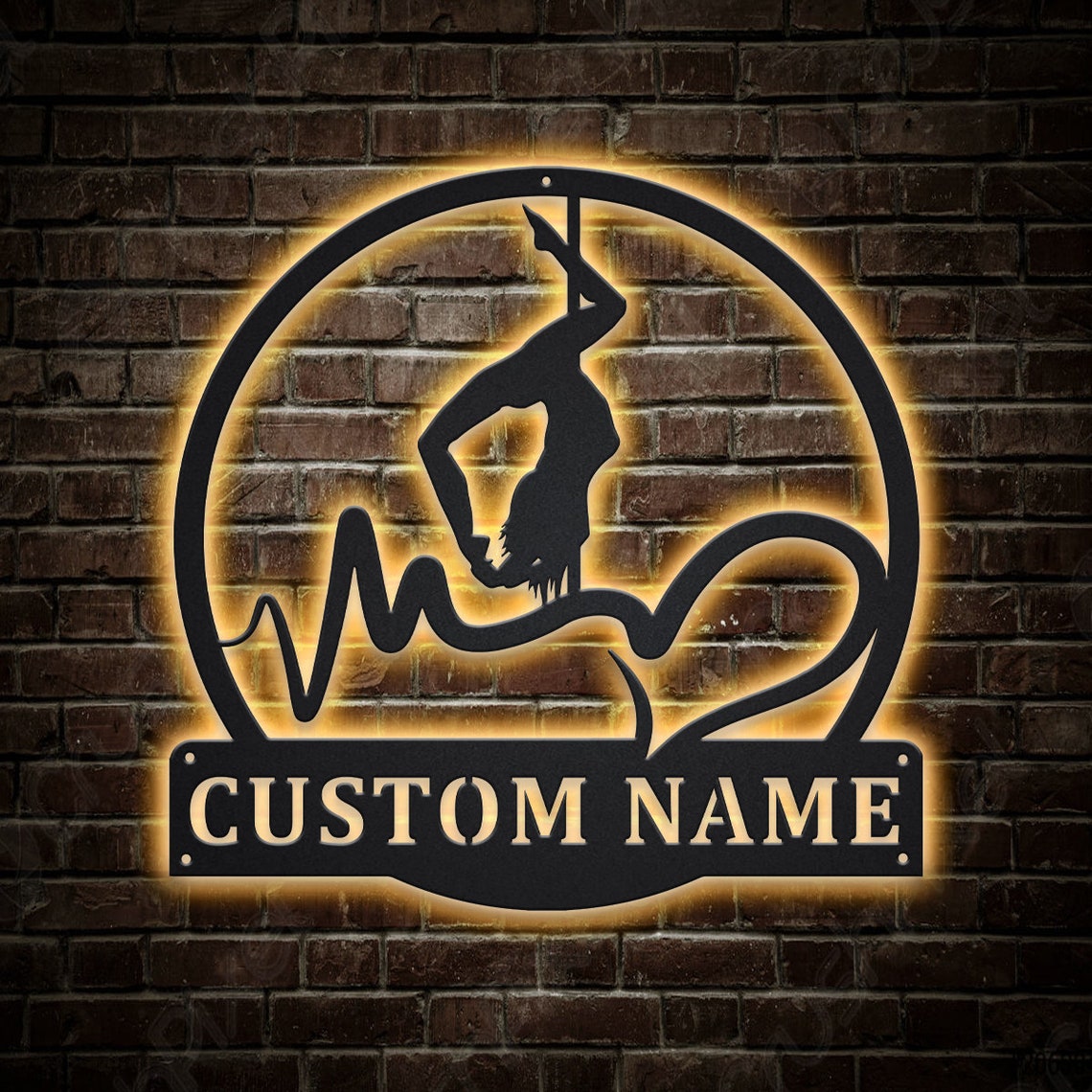 Love Pole Dance Metal Wall Art LED Lights Custom Pole Dance - Etsy