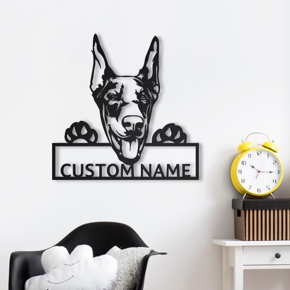 Doberman Dog Metal Sign With LED Lights Custom Doberman Dog - Etsy