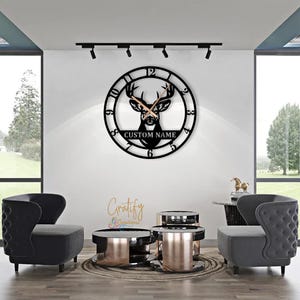 Deer Hunting Metal Wall Clock, Unique Silent Black Clock, Small ...