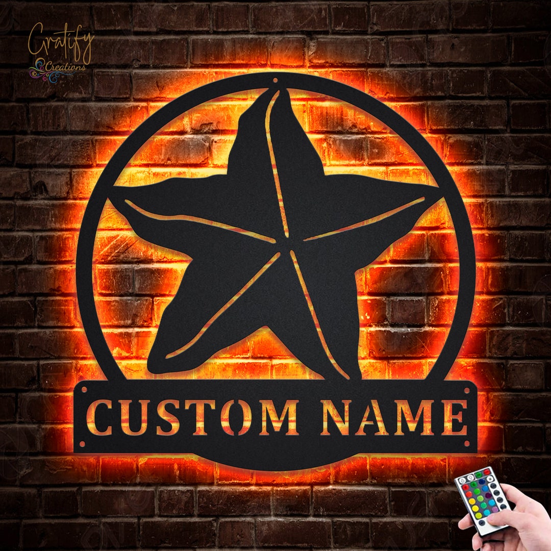 Starfish Metal Sign LED Lights V3, Custom Starfish Metal Sign, Starfish ...