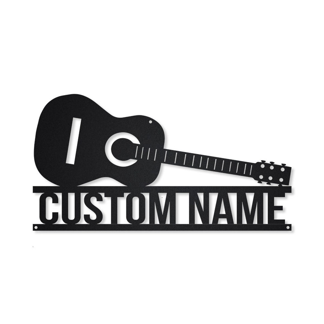 Guitar Acoustic Metal Sign Art, Custom Guitar Acoustic Metal Wall Decor ...