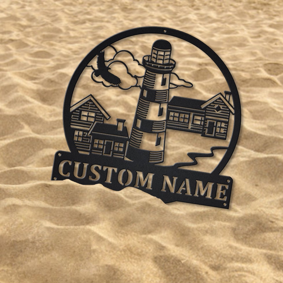 Lighthouse Metal Sign LED Lights V1, Custom Lighthouse Metal Wall Art ...