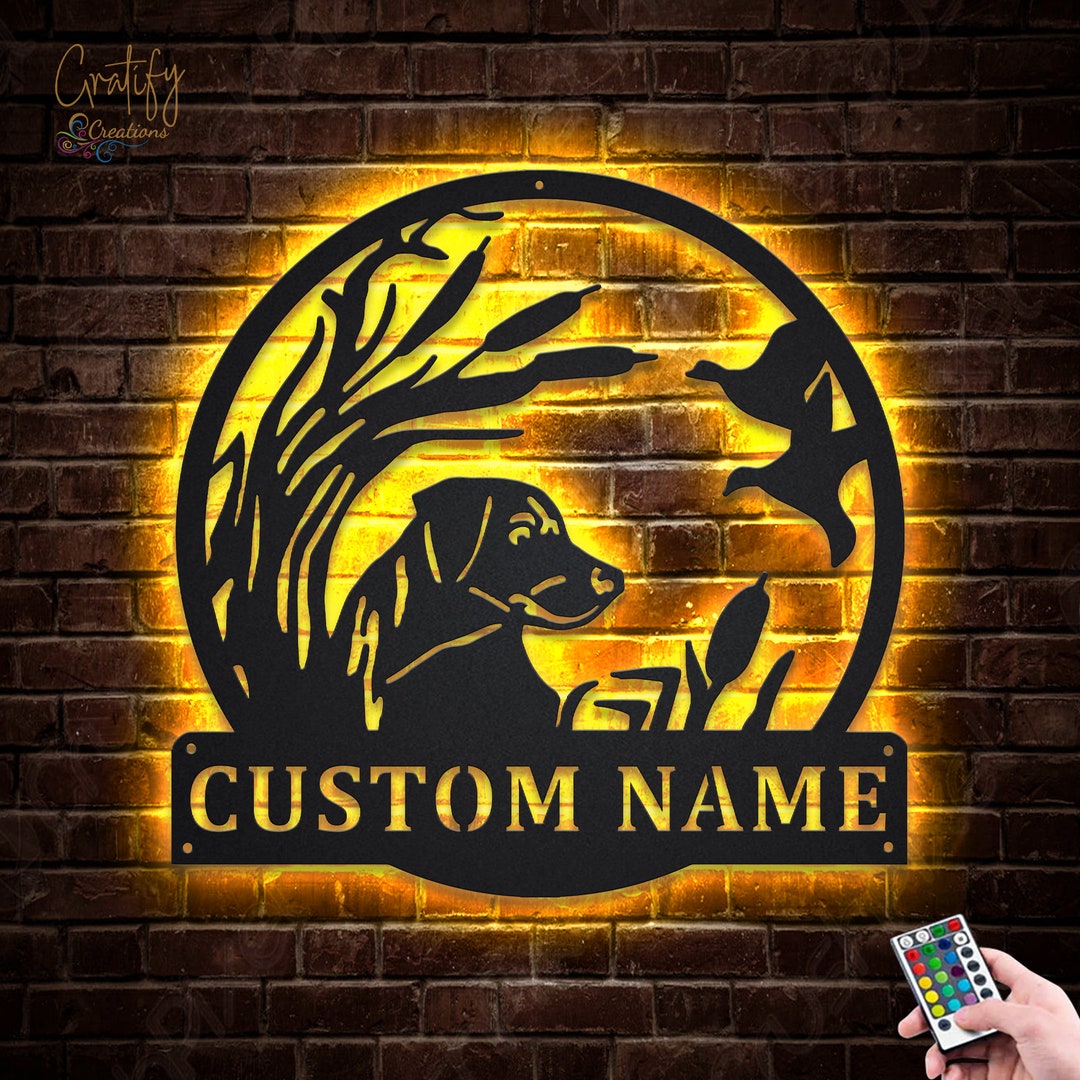 Labrador Dog Hunting Metal Wall Decor Hunter With Dog , Hunting Dog ...