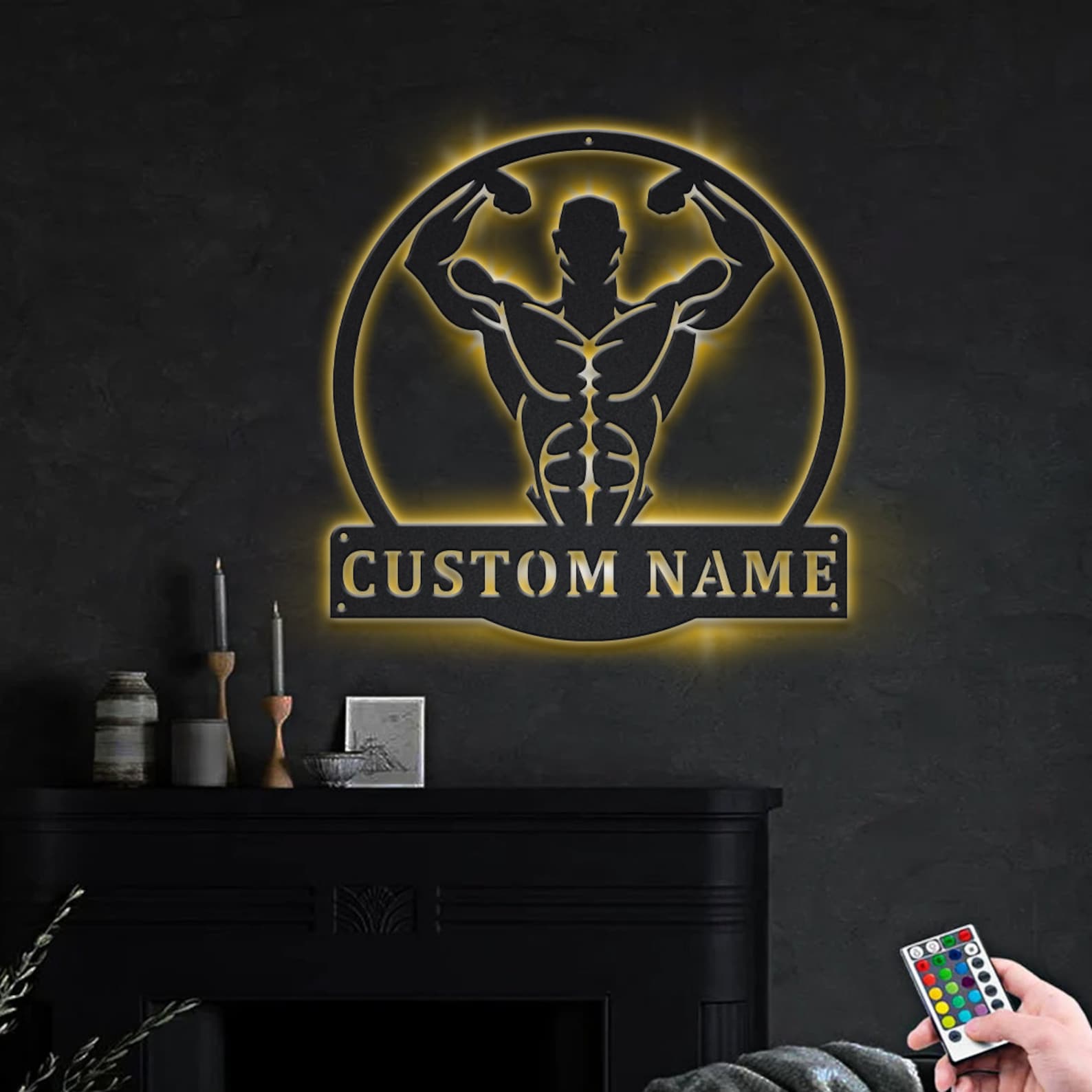 Bodybuilding Metal Wall Art LED Lights Custom Bodybuilding - Etsy