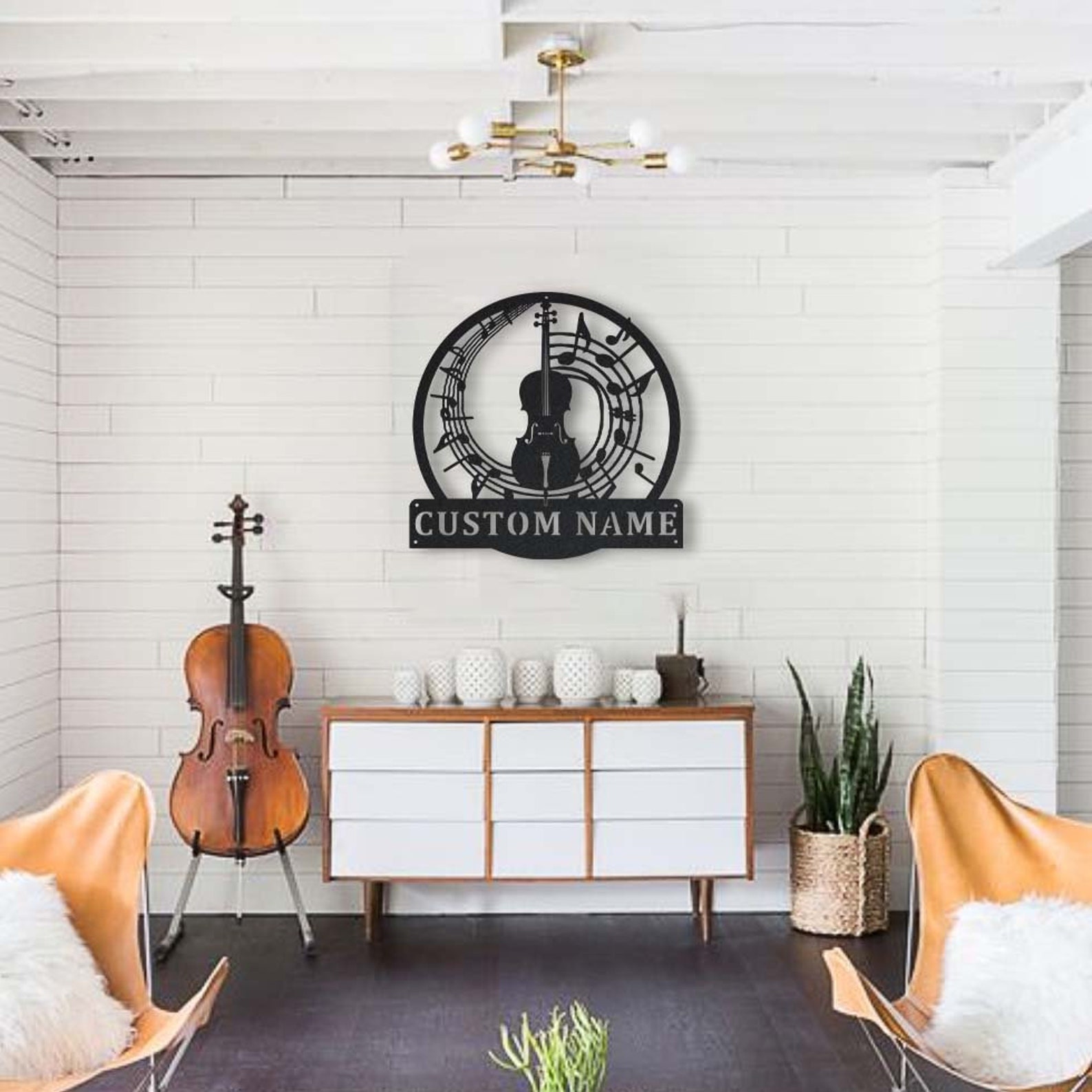 Cello Monogram Metal Sign LED Lights, Custom Cello Metal Sign, Cello ...