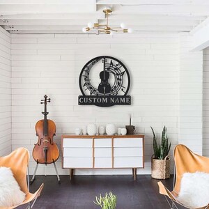 Cello Monogram Metal Sign LED Lights, Custom Cello Metal Sign, Cello ...