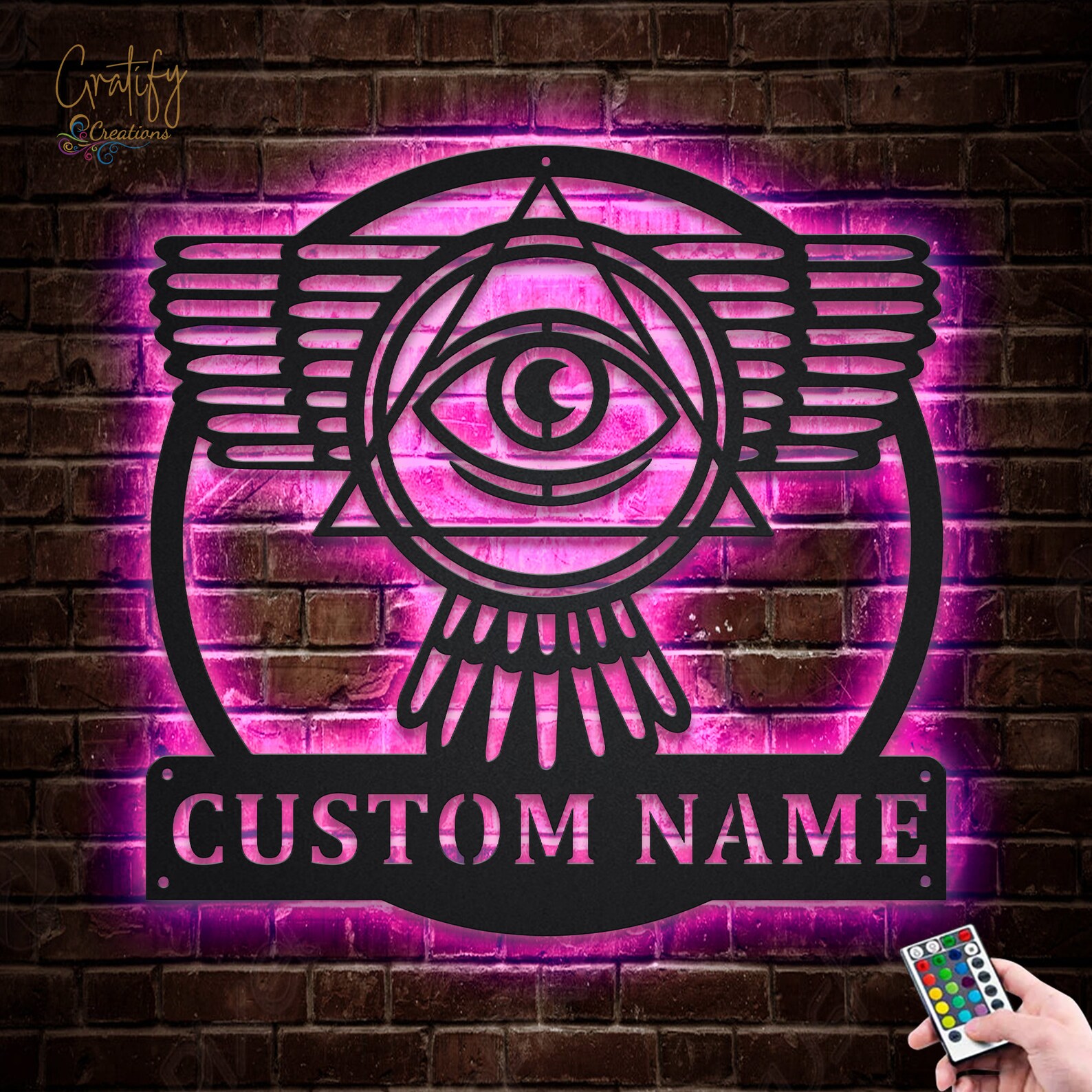 Masonic Freemason Metal Wall Art LED Lights V7, Custom Masonic Metal ...