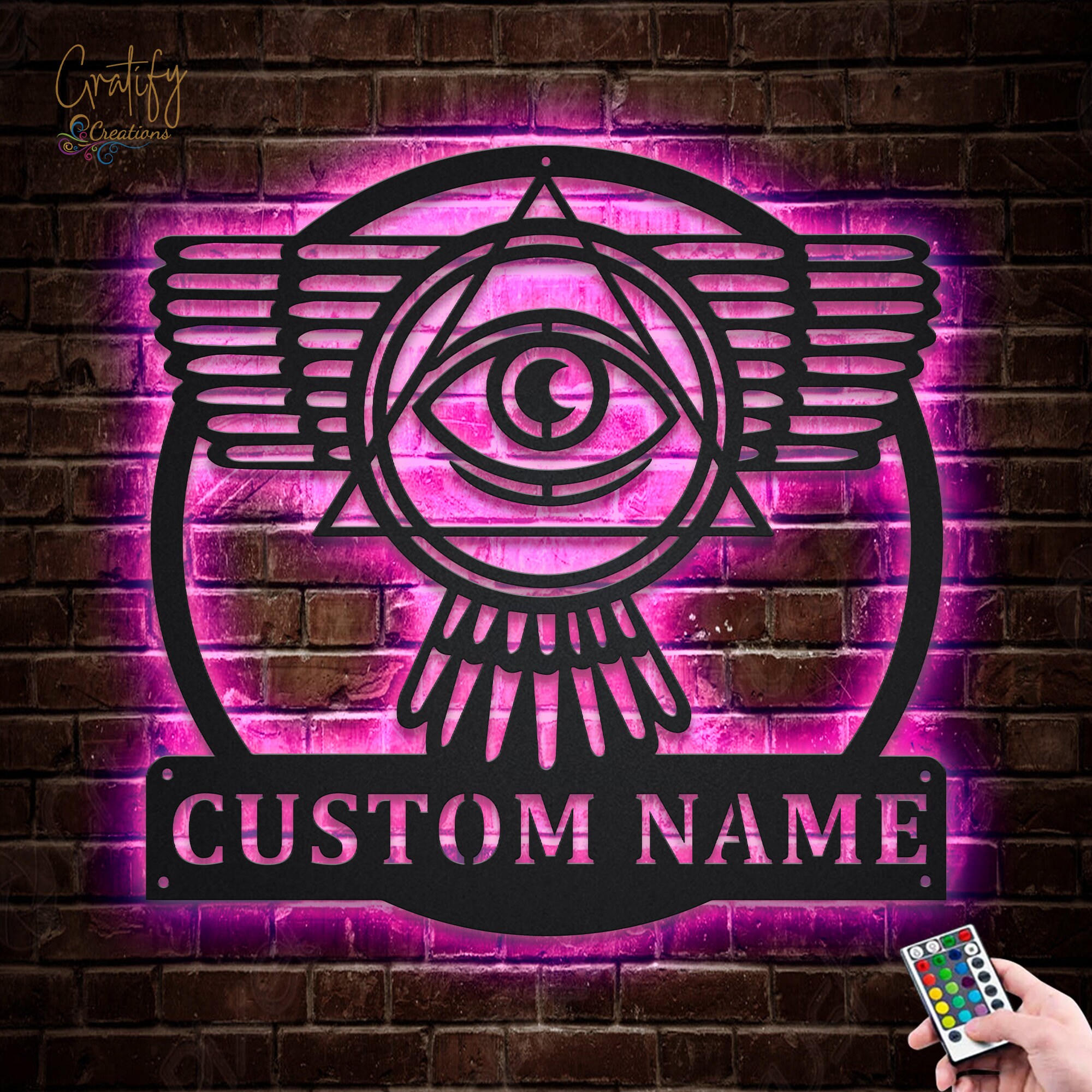 Masonic Freemason Metal Wall Art LED Lights V7, Custom Masonic Metal ...