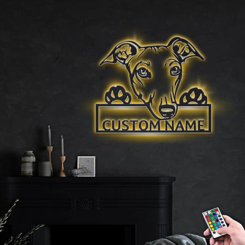 Custom Greyhound Dog Metal Wall Sign With LED Lights – Personalized ...